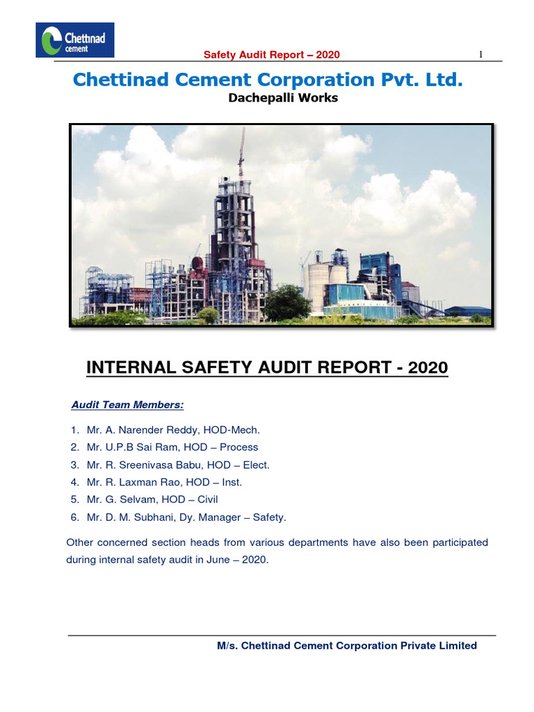 Safety Audit Report June 2020 Chettinad Dachepalli | Download Free PDF ...