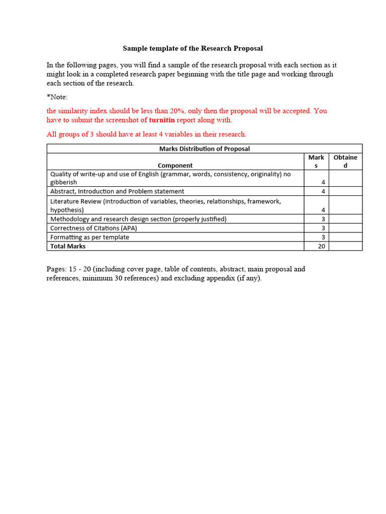 Sample Template of The Research Proposal For Mid Term | PDF ...