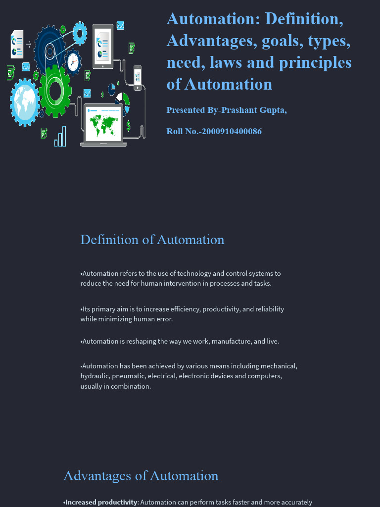 Automation Definition Advantages Goals Types Need Laws and Principles of Automation | PDF ...