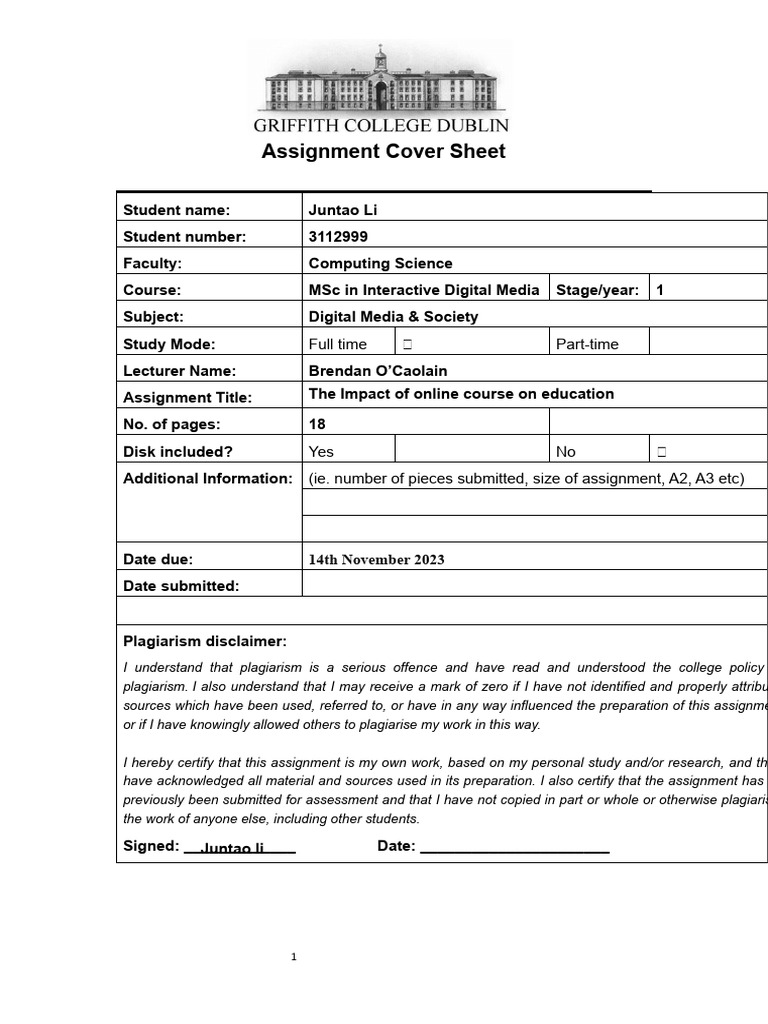 3112999-Juntao Li-The Impact of Online Courses On Education | PDF ...