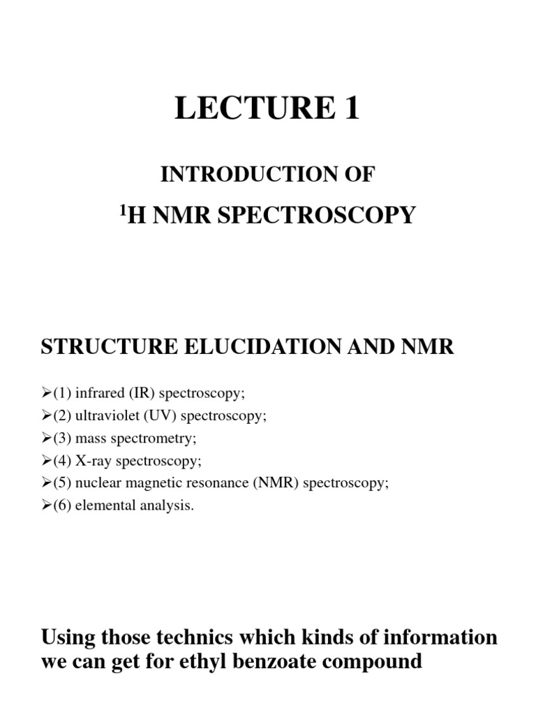 NMR Spectroscopy Lect. 1 | PDF | Nuclear Magnetic Resonance | Spin (Physics)