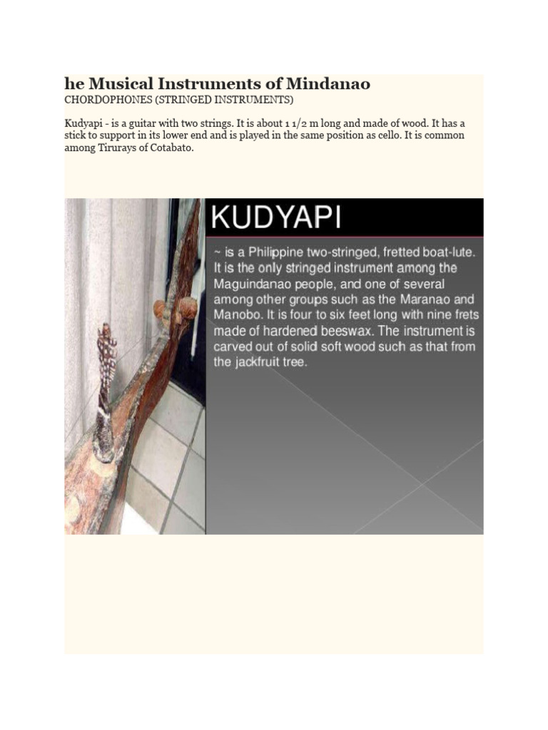 He Musical Instruments of Mindanao | PDF | Musical Instruments ...