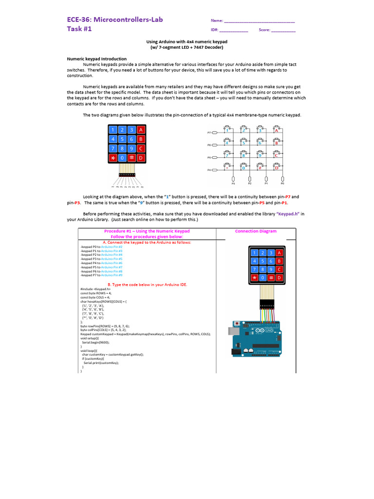 ECE36-Task#1-keypad | PDF | Arduino | Personal Identification Number