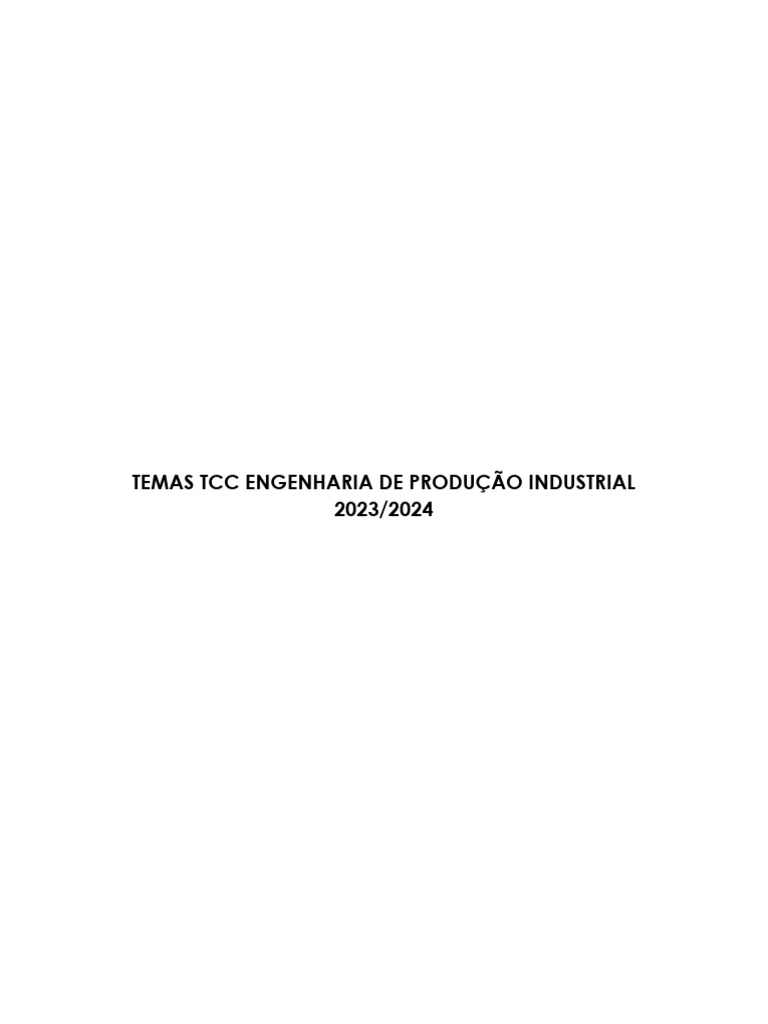 Temas Tcc Engenharia De Produção Industrial Pdf Fatores Humanos E
