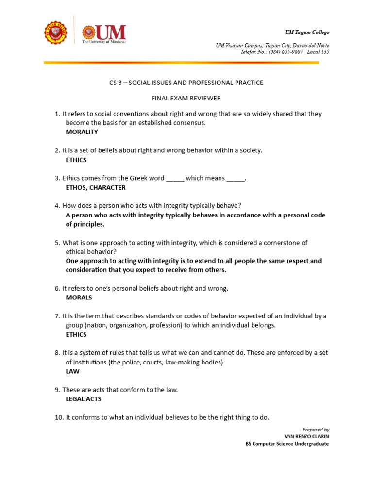 Final Exam Reviewer CS 8 | PDF | Phishing | Computer Security