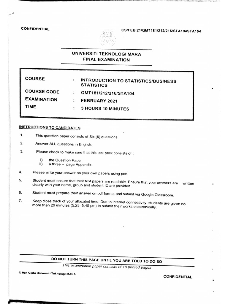 STA104 - Qfeb21 | PDF