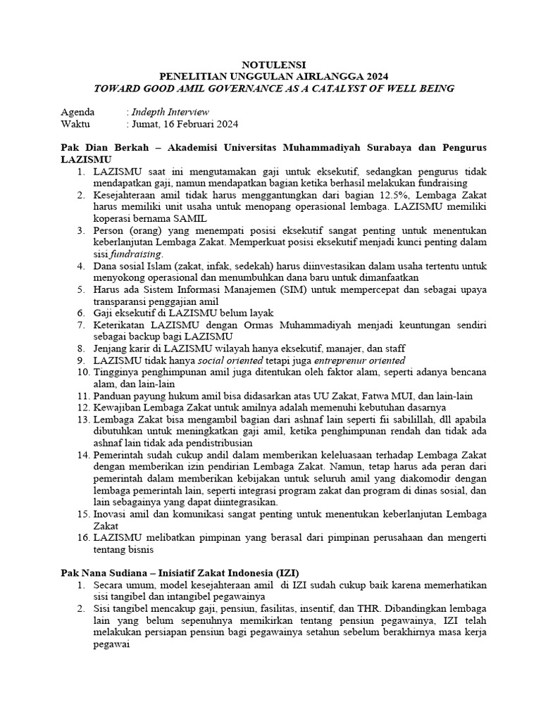 Notulensi Indepth Interview - Pak Dian Dan Pak Nana | PDF