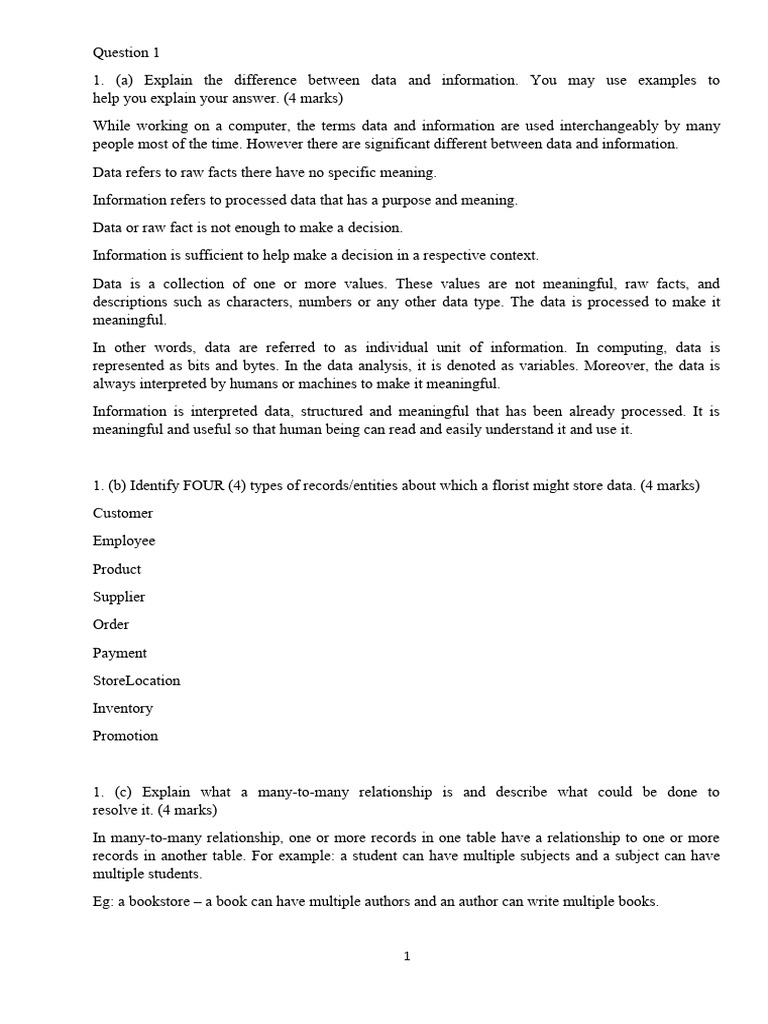 Question 1 To 7 Notes (Defn) | PDF | Data | Information