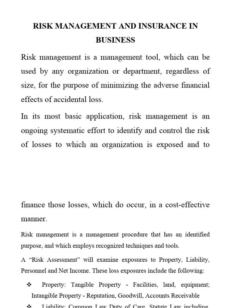 Risk Management and Insurance in Business | PDF | Insurance | Risk