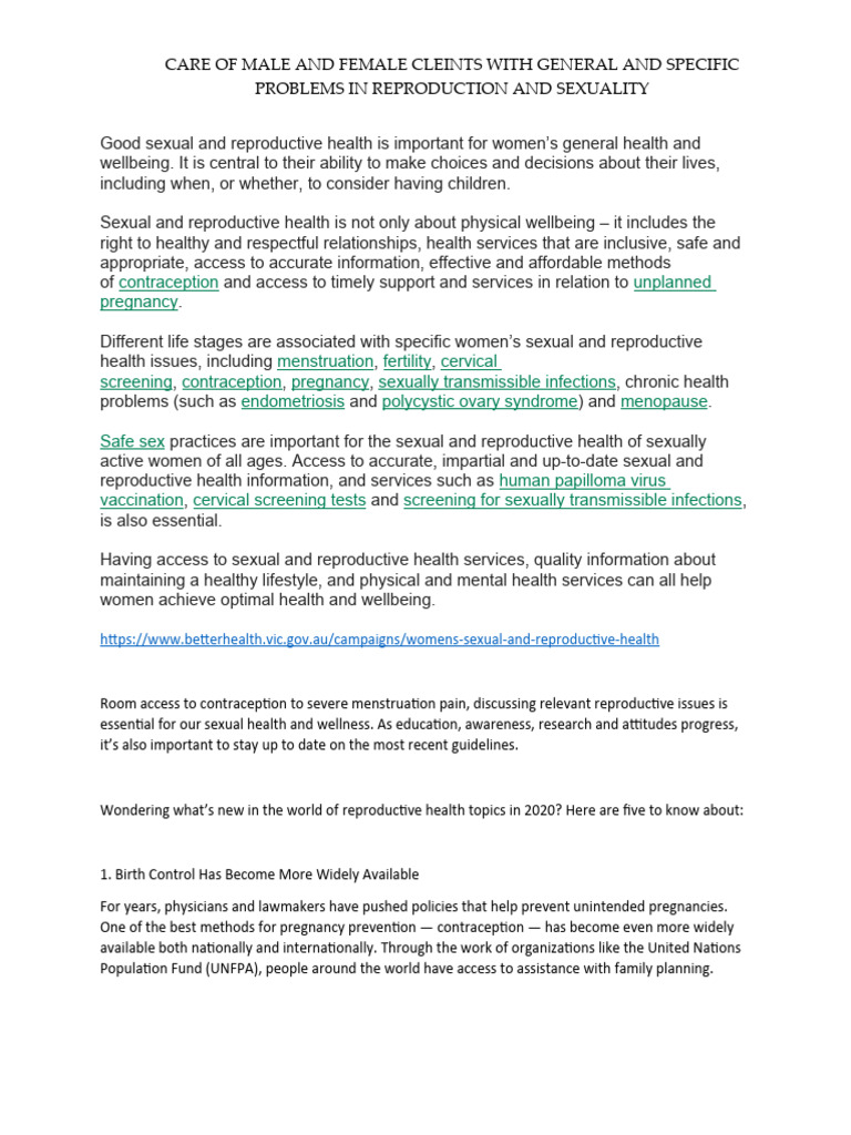 General and Specific Problems in Reproduction and Sexuality | PDF ...