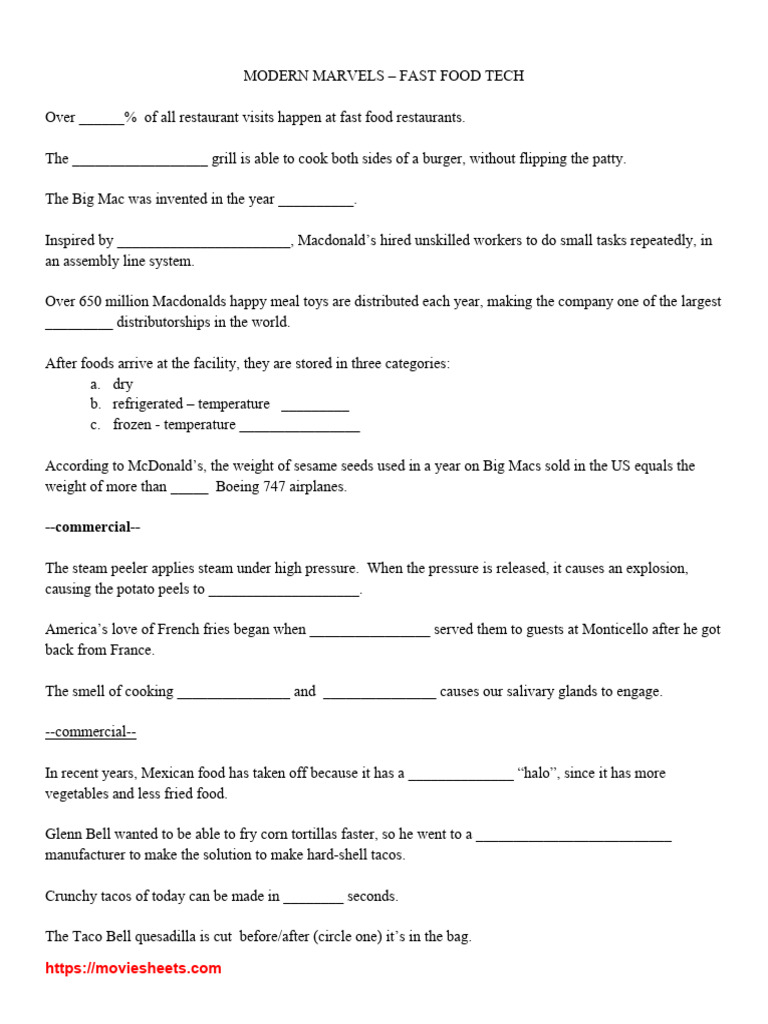 Modern Marvels Fast Food Tech | PDF | Mc Donald's | Taco