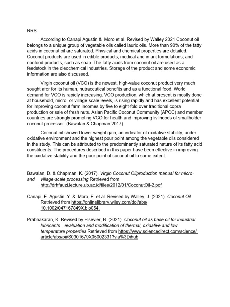 RRS RRL | PDF | Coconut Oil | Fat