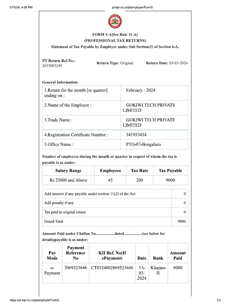 PT Return - Feb-24 | PDF