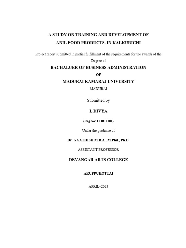 Swathi Final Project Anil | PDF | Industrial And Organizational Psychology | Vocational Education