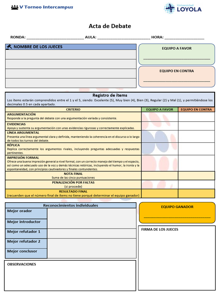 Acta de Debate | PDF | Crecimiento personal y profesional