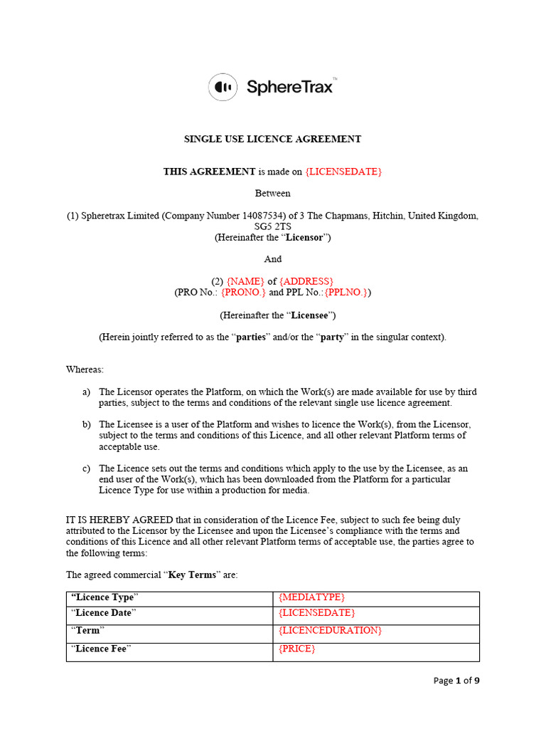 Single Use License Agreement - SphereTrax | PDF | License | Breach Of Contract