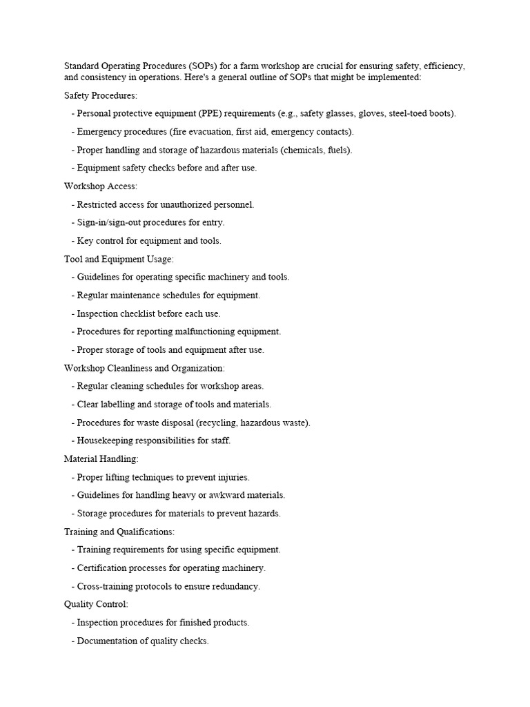 Standard Operating Procedures | Download Free PDF | Safety | Waste