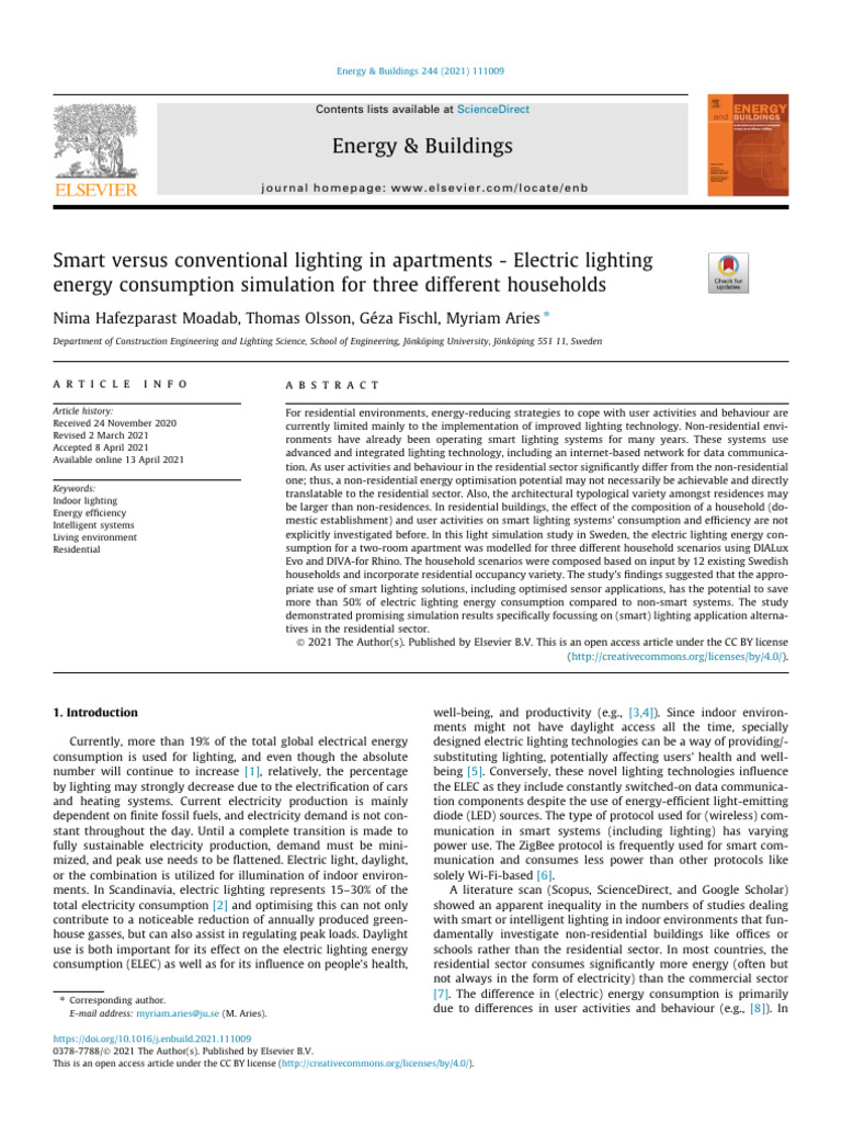 Smart Lighting Energy Savings in Apartments | PDF | Lighting | Compact ...