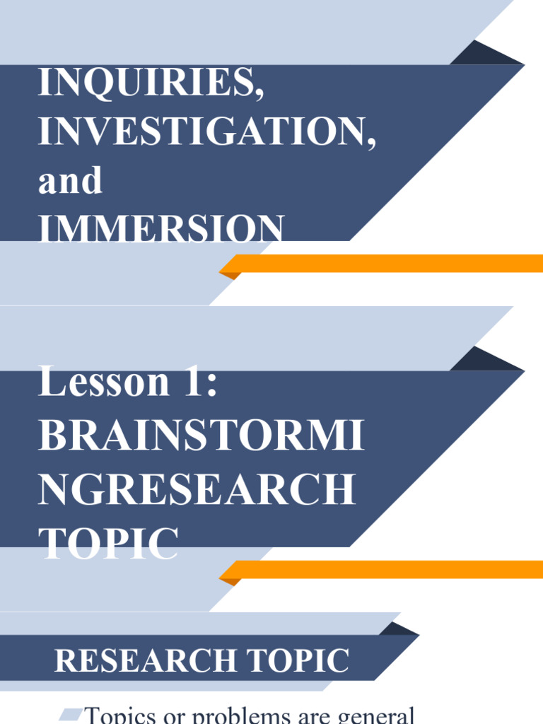 3I Lesson 1 Brainstorming Research Topic | PDF | Brainstorming ...