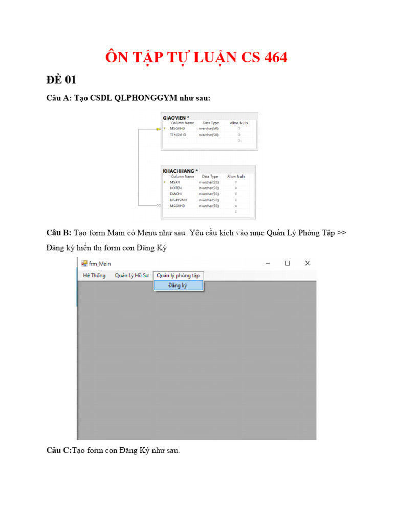 ÔN TẬP TỰ LUẬN CS 464 | PDF