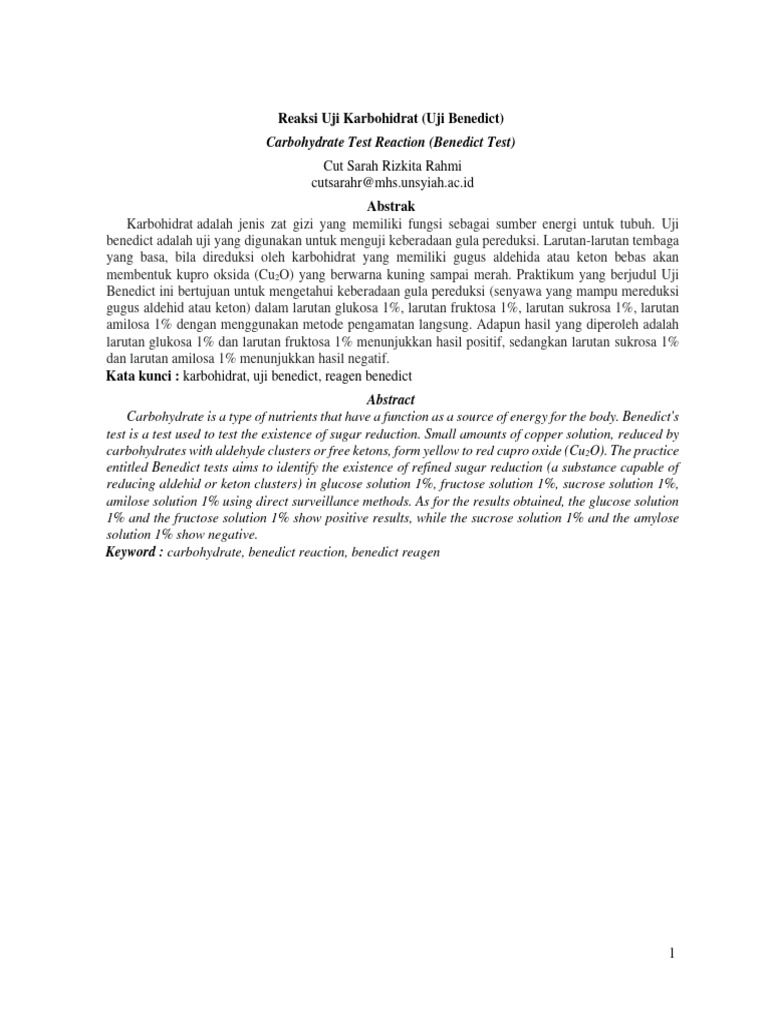 Uji Benedict | PDF | Sains & Matematika