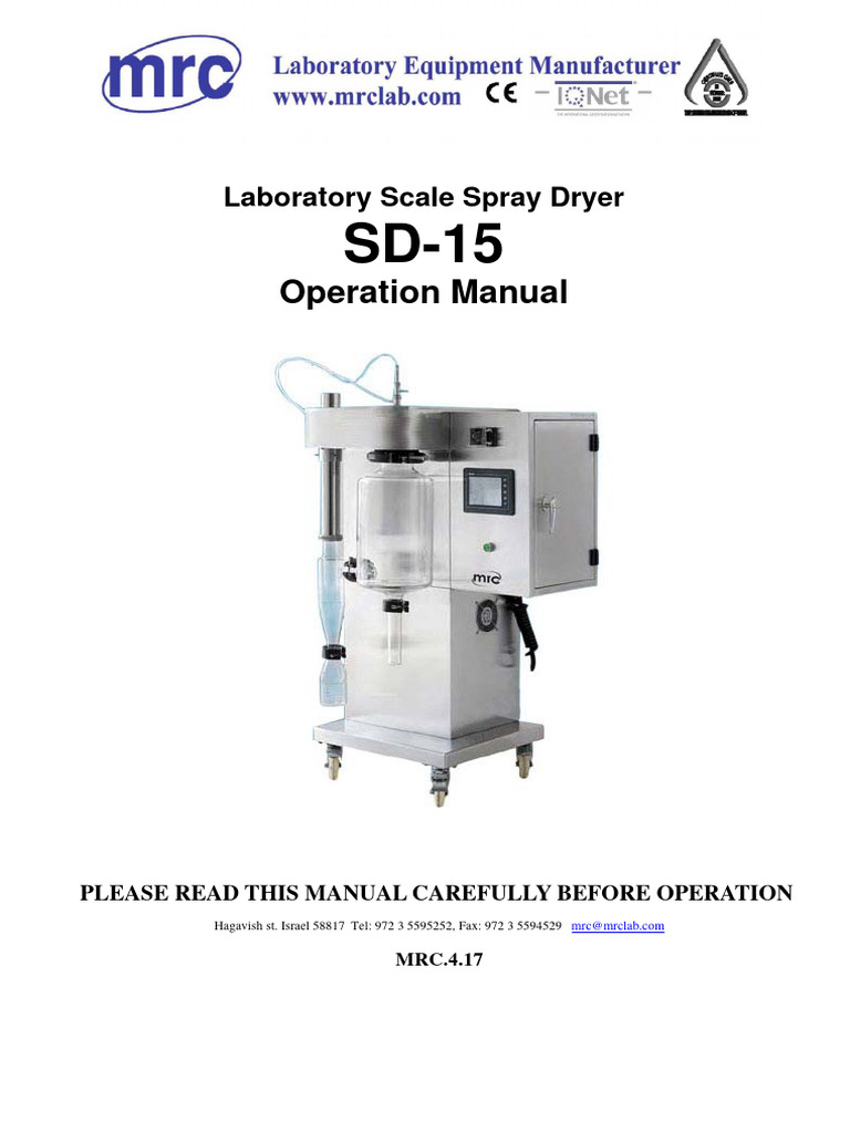 SD-15 Spray Dryer Manual | Download Free PDF | Pump | Physical Sciences