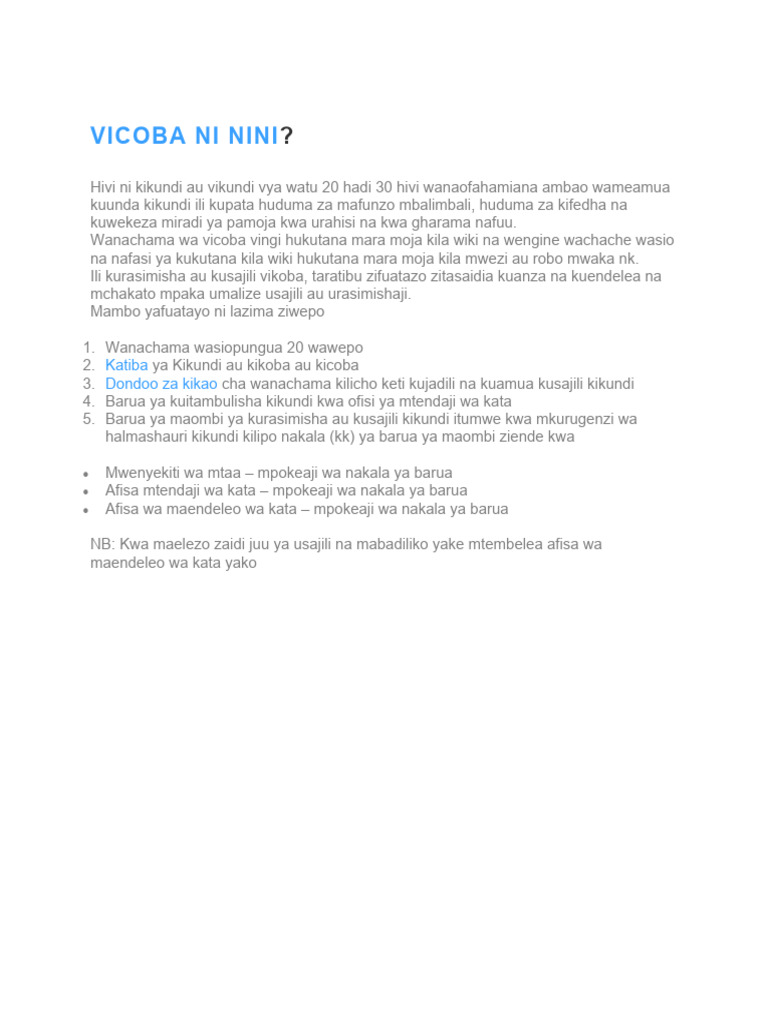 Vicoba Ni Nini | PDF