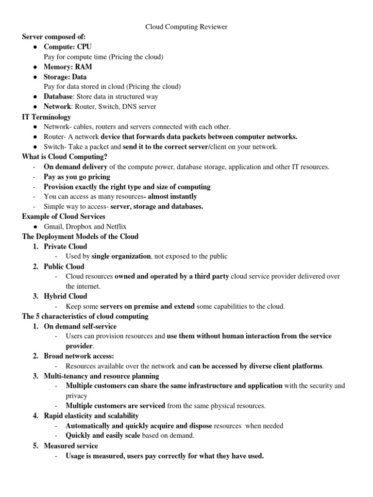 Cloud Computing Reviewer 2 | PDF | Cloud Computing | Amazon Web Services