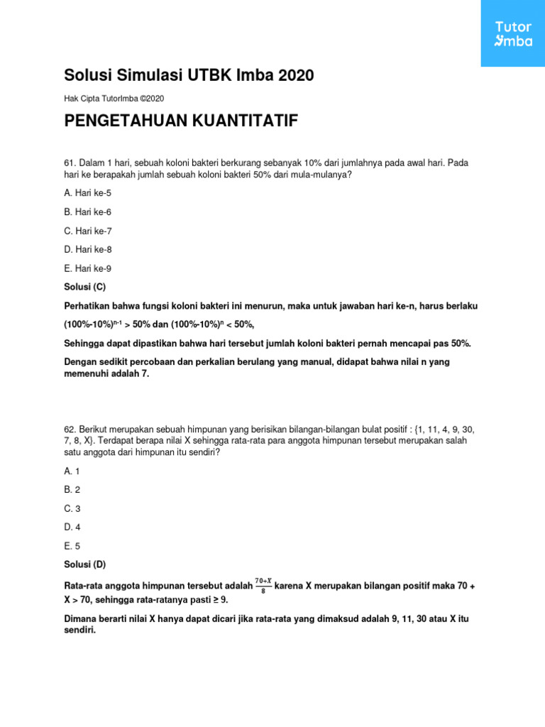 A-0565 PKU Soal Dan Pembahasan Kunjaw TPS Peng. Kuantitatif UTBK (SFILE | PDF