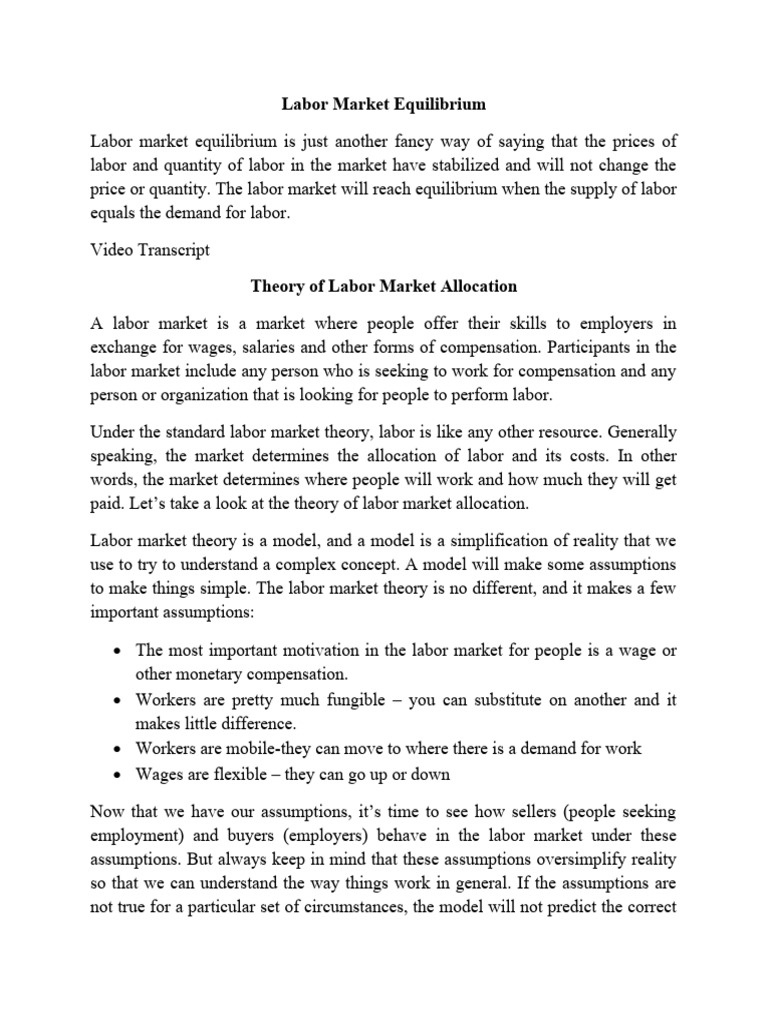 Labor market | PDF | Labour Economics | Market (Economics)