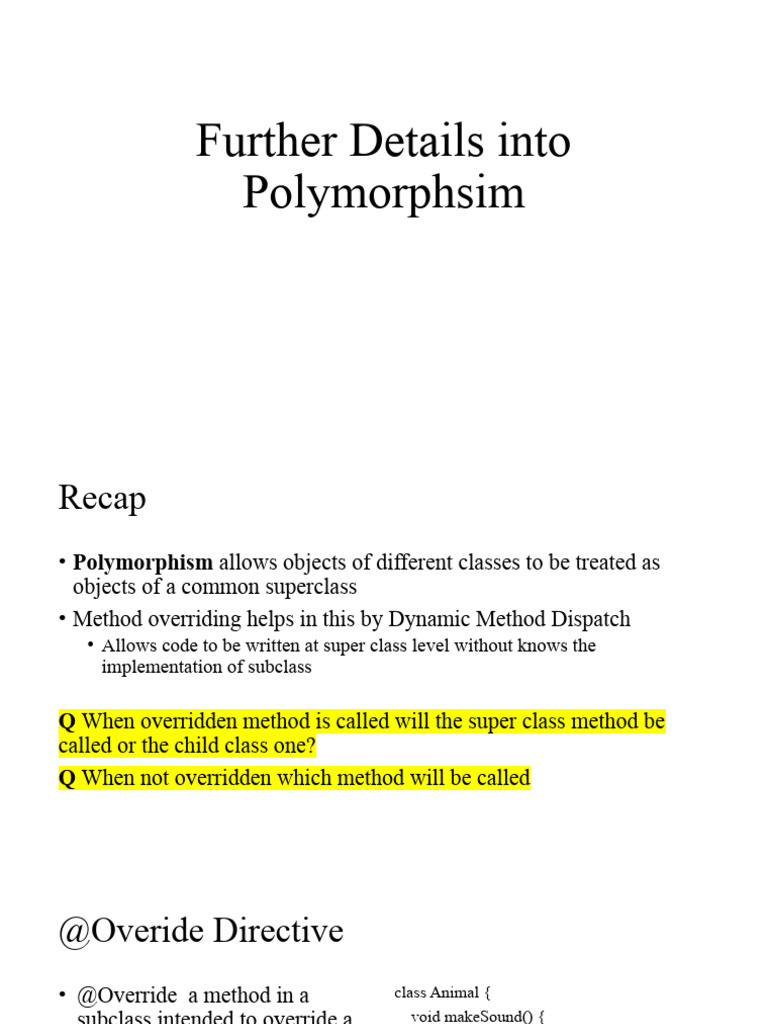 Polymorphism Lec 12 | PDF | Inheritance (Object Oriented Programming) | Method (Computer ...