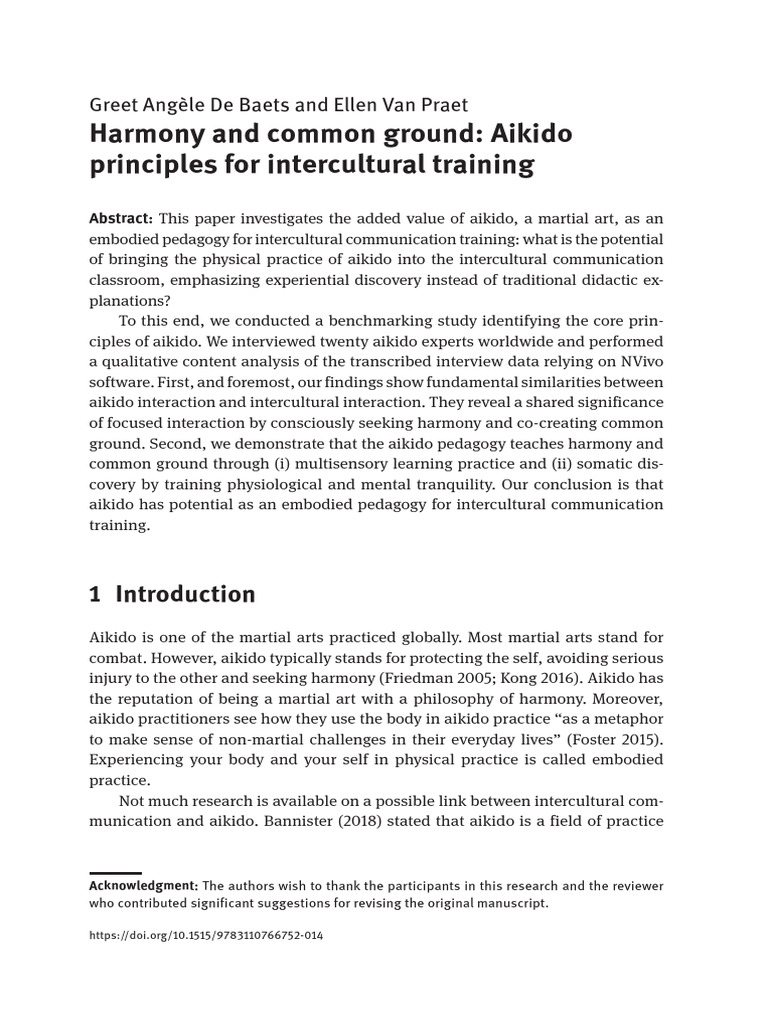 Harmony and Common Ground | PDF | Aikido | Cross Cultural Communication