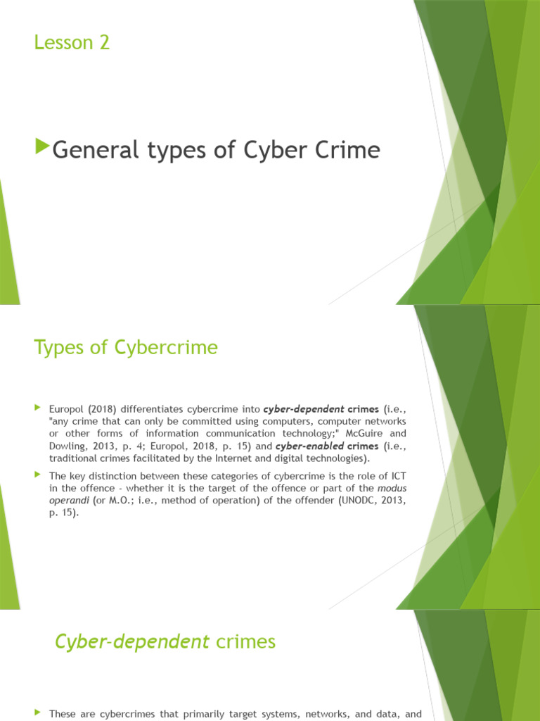 Lesson2-General Types of CyberCrime | PDF | Malware | Denial Of Service ...