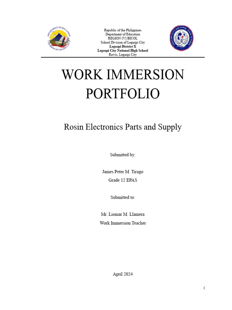 Work Immersion Bluebook by J.P.A.B | PDF