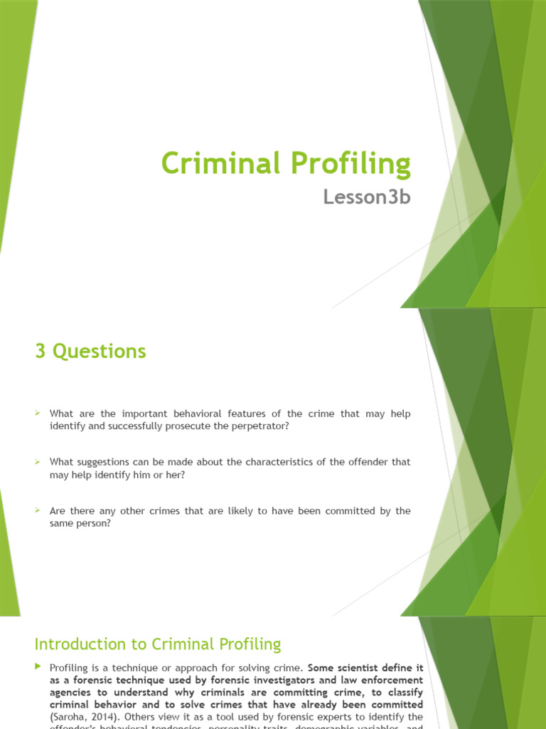 Lesson6 Criminal Profiling | PDF | Offender Profiling | Crimes