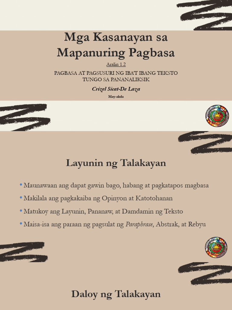 2 Mga Kasanayan Sa Mapanuring Pagbasa | PDF