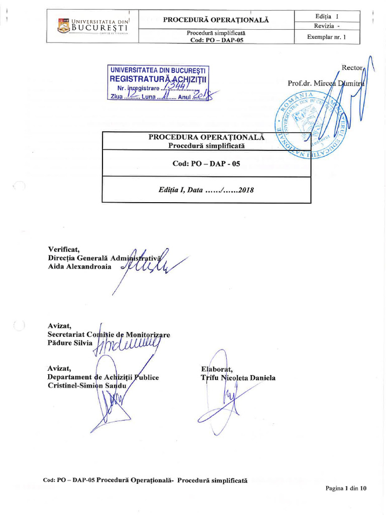 Procedura Operationala Procedura Simplificata | PDF