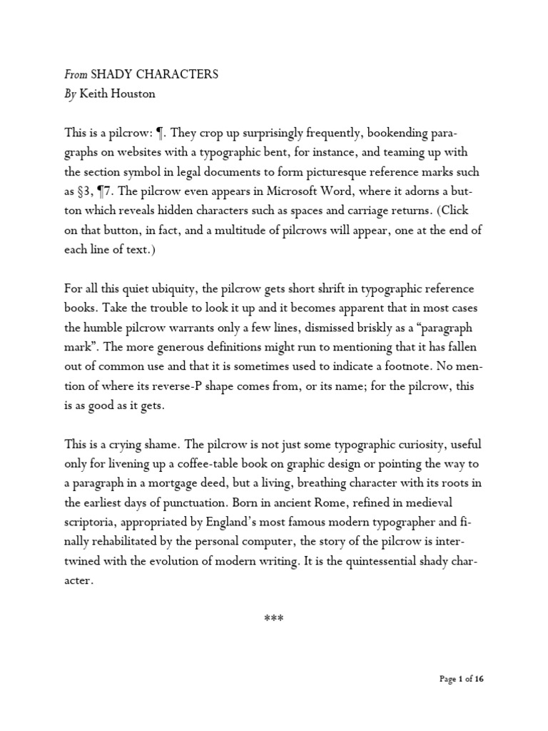 The Pilcrow: History and Evolution | PDF | Paragraph | Typography