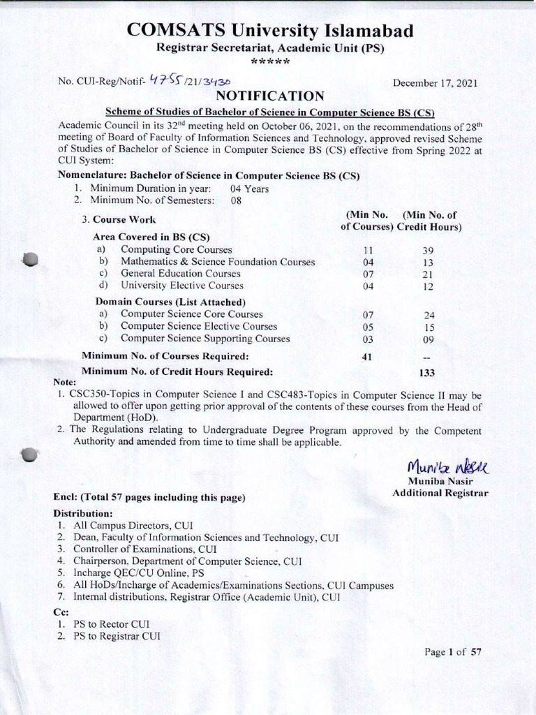 Revised BS in Computer Science Curriculum | PDF | Computer Network ...