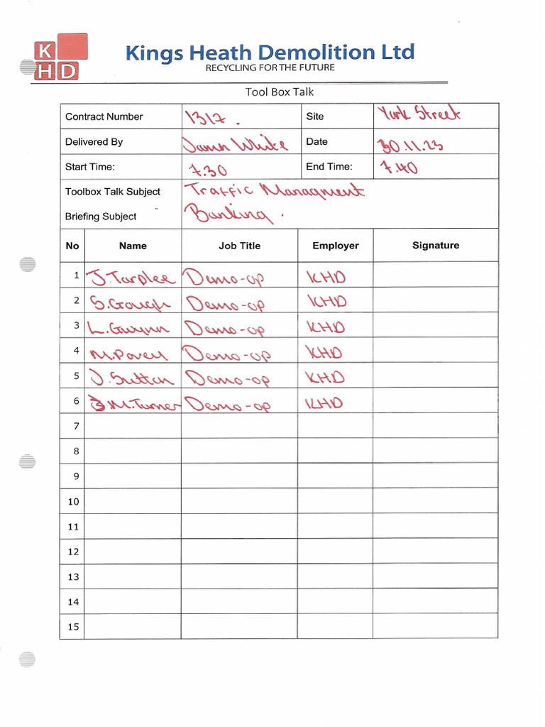 Tool Box Talks | PDF