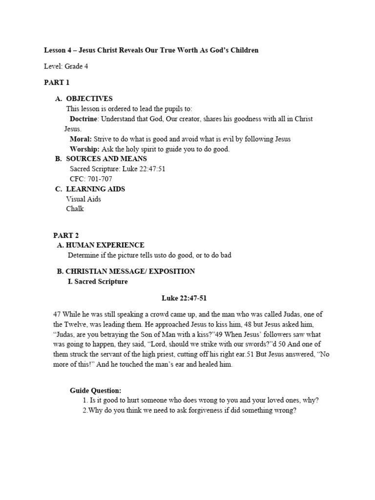 Lesson 4 | PDF | Jesus | Judas Iscariot