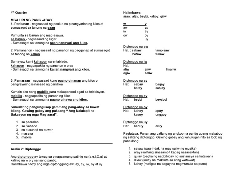 4th Quarter FIL | PDF