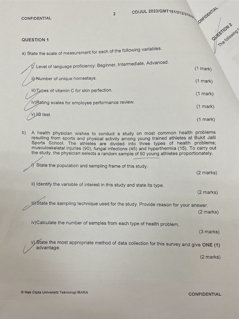 Final Examination - STA104 July 2023 | PDF