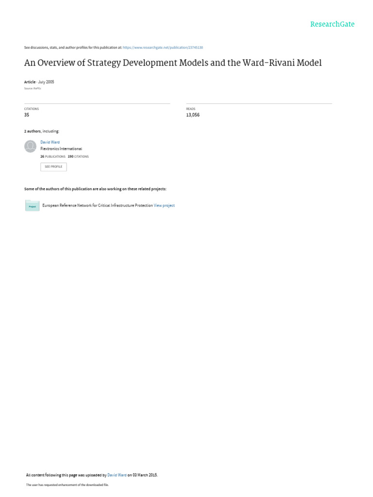 An Overview of Strategy Development Models and The Ward-Rivani Model ...