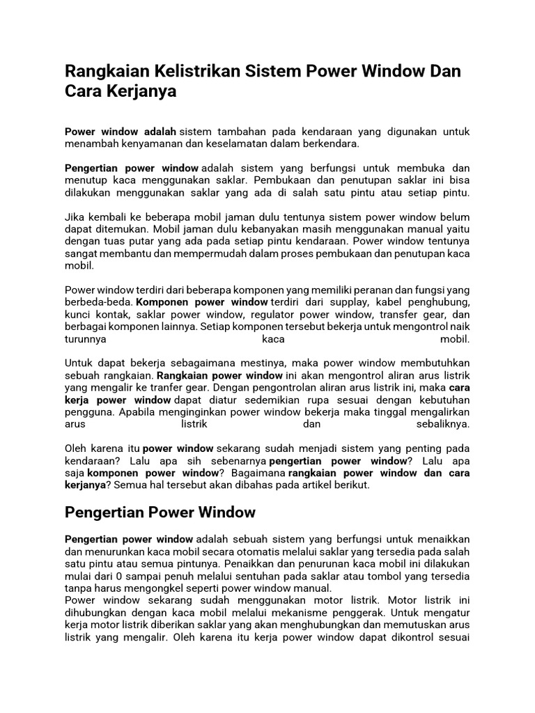Power Window | PDF | Teknologi & Rekayasa