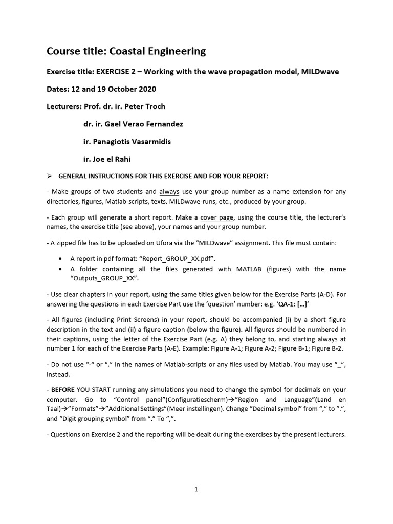 Coastal Engineering_EXERCISE_2_2020 | PDF | Directory (Computing) | Waves