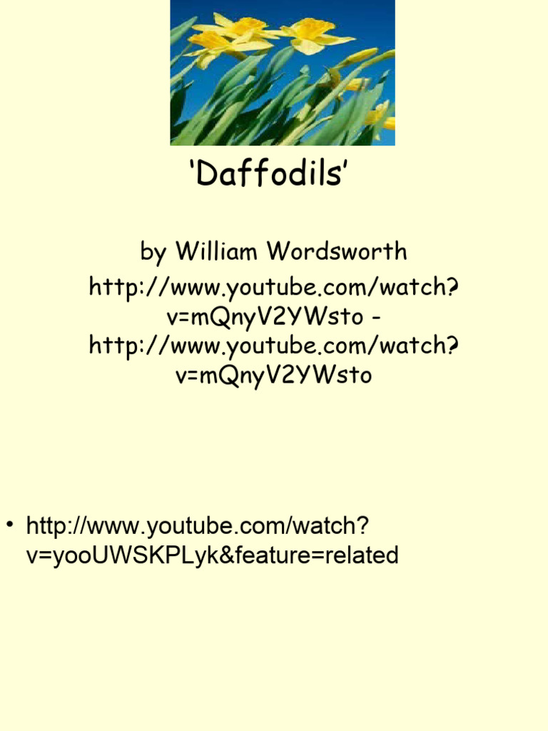 Daffodils Willaim Wordsworth | PDF | Poetry