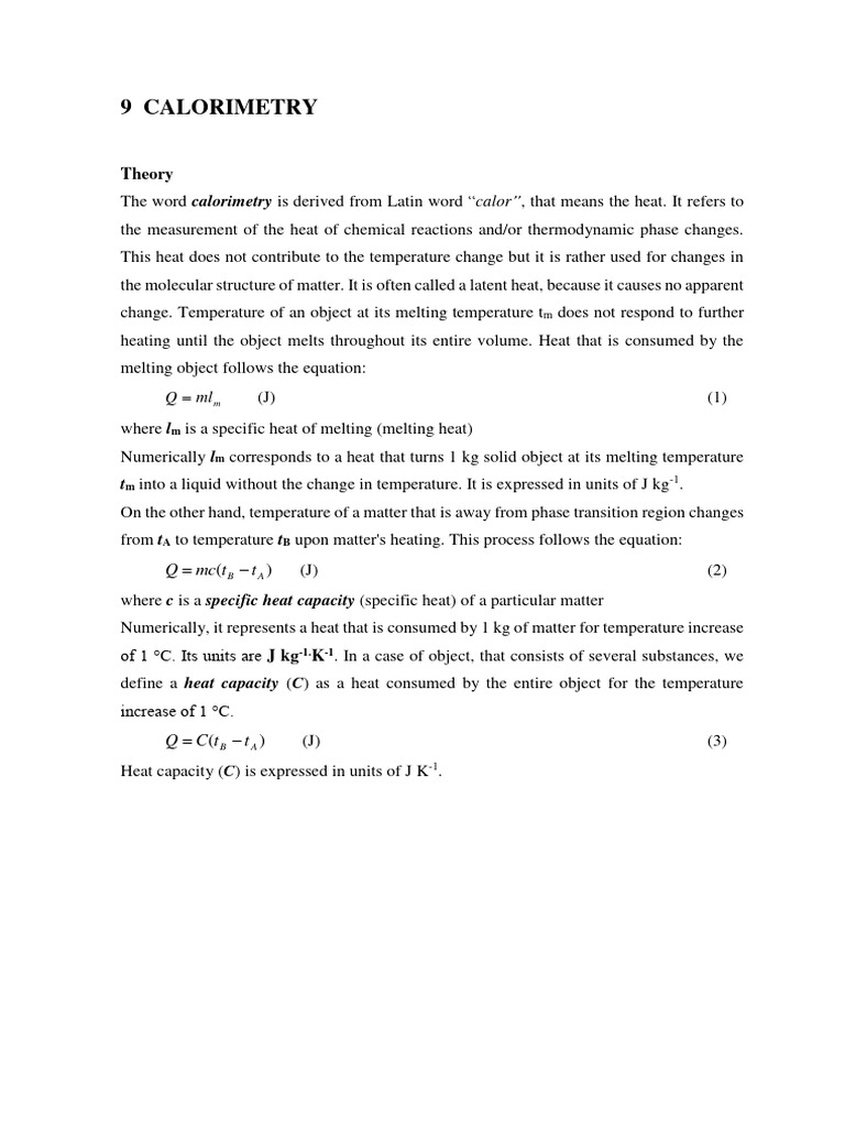 AP 9 Calorimetry | PDF | Heat | Calorimetry