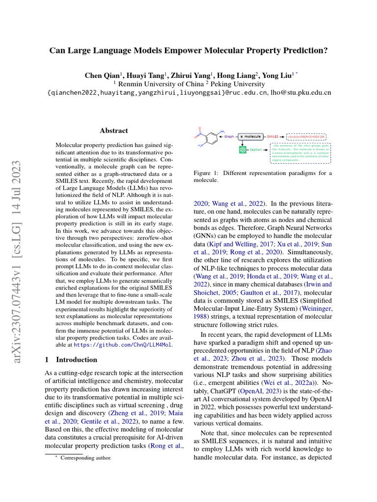 Can Large Language Models Empower Molecular Property Prediction | PDF | Molecules | Artificial ...