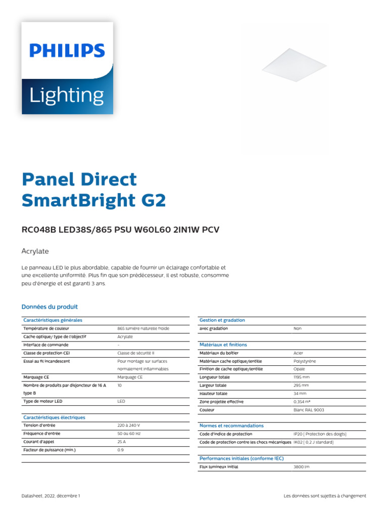 RC048B Led38s 865 Psu W60L60 2in1w PCV | PDF | Diode électroluminescente | Lumière